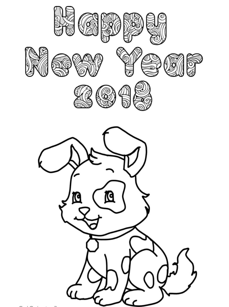Printable New Year 2018 Coloring Pages