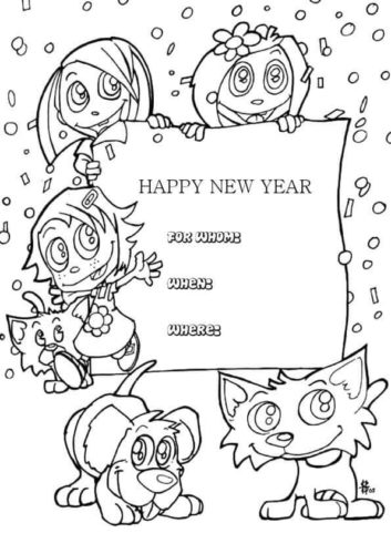 Printable New Year 2018 Coloring Pages