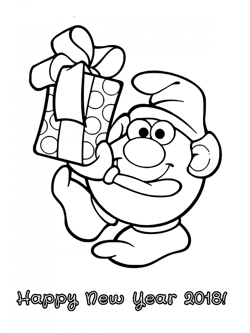Printable New Year 2018 Coloring Pages