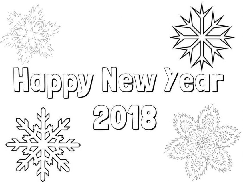 Printable New Year 2018 Coloring Pages