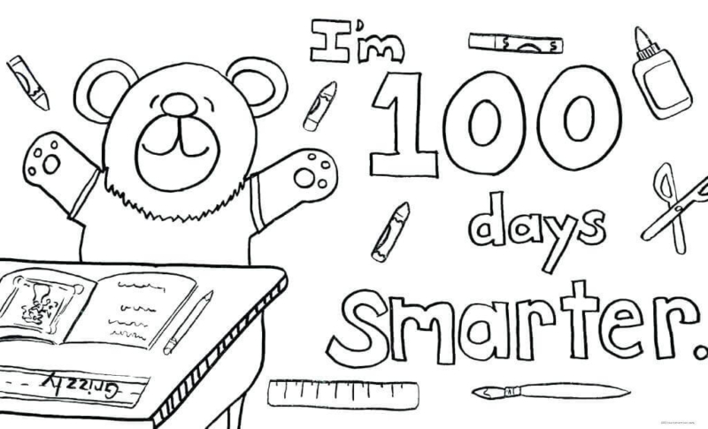 Free Printable 100 Days Of School Coloring Pages