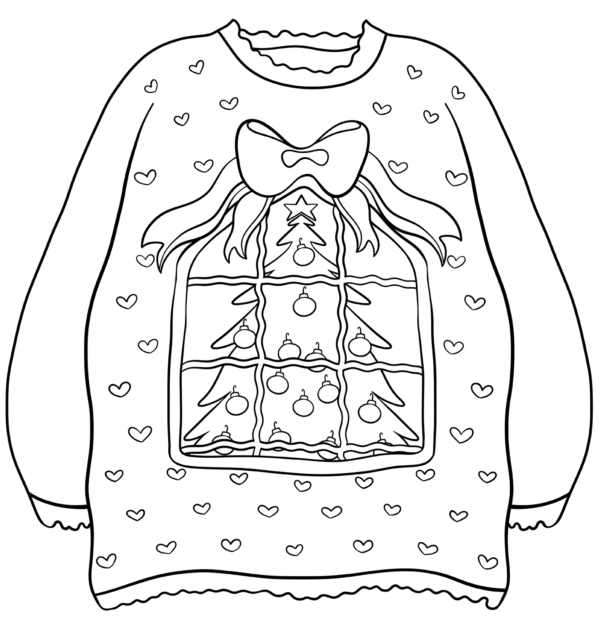 Free Ugly Christmas Sweater Coloring Pages Printable