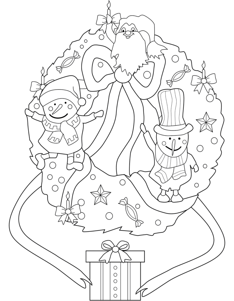 30 Free Christmas Wreath Coloring Pages Printable