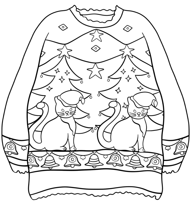 Free Ugly Christmas Sweater Coloring Pages Printable