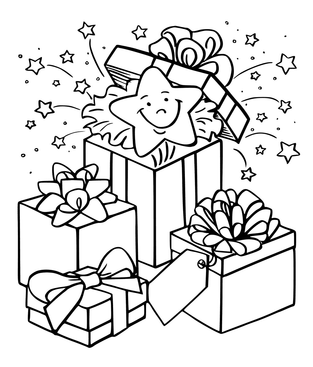 Christmas Gift Boxes Coloring Page Coloring Pages