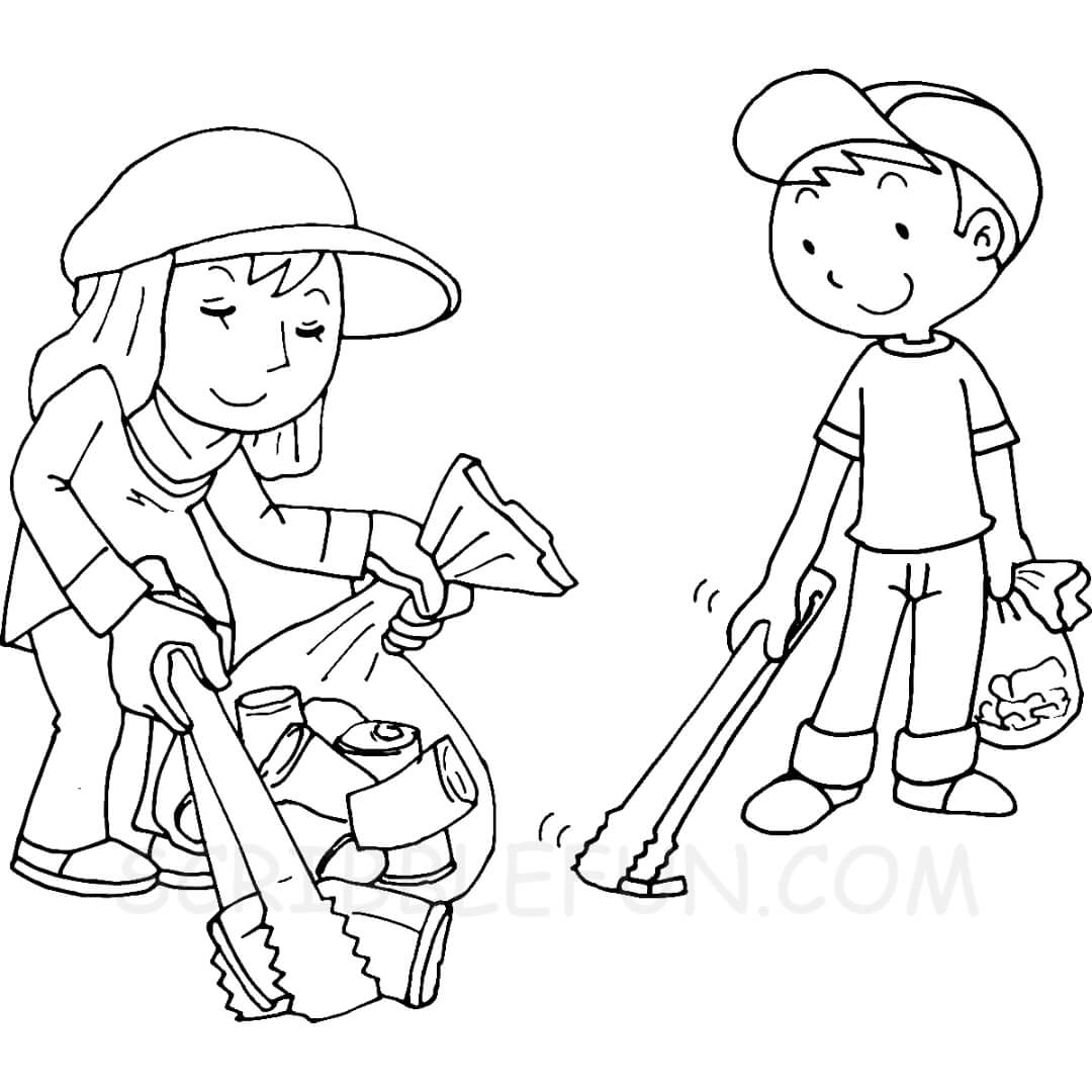 Cleaning Up Coloring Page Sketch Coloring Page