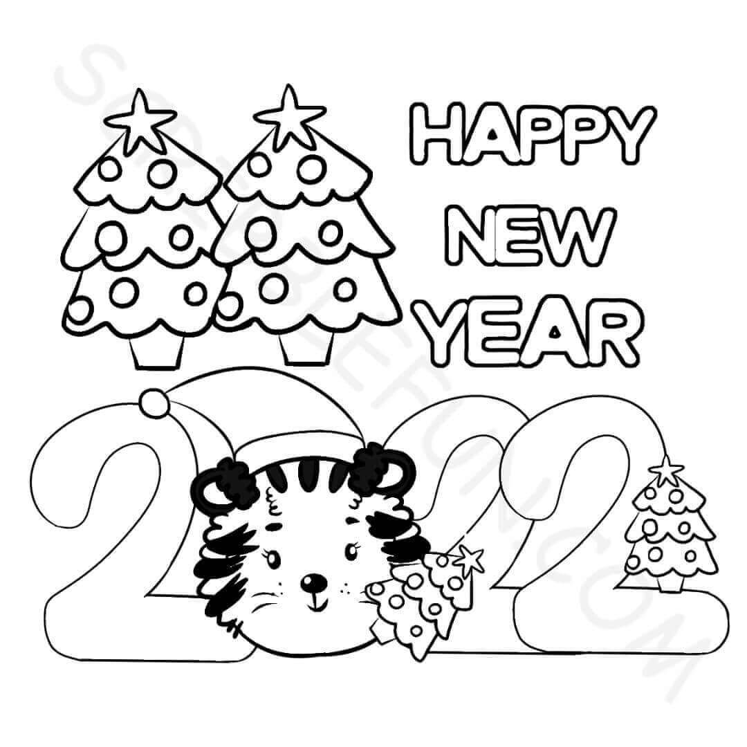 Free Happy New Year 2022 Coloring Pages Printable
