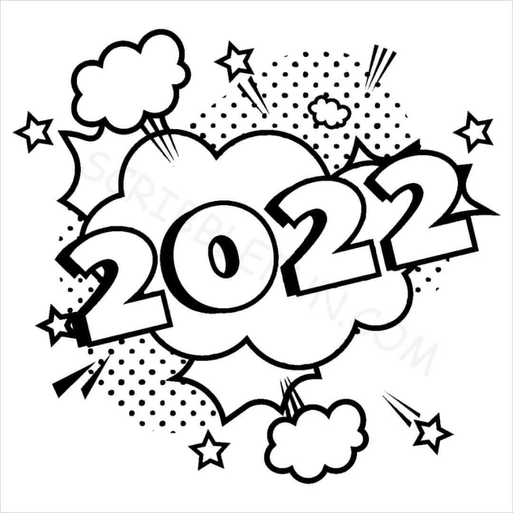 Free Happy New Year 2022 Coloring Pages Printable