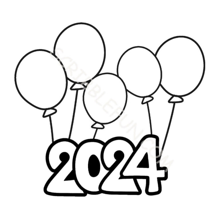 20 Free Printable New Year 2024 Coloring Pages