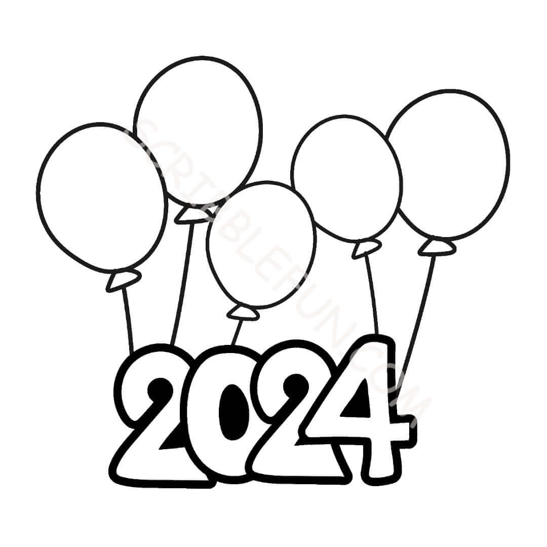 20 Free Printable New Year 2024 Coloring Pages