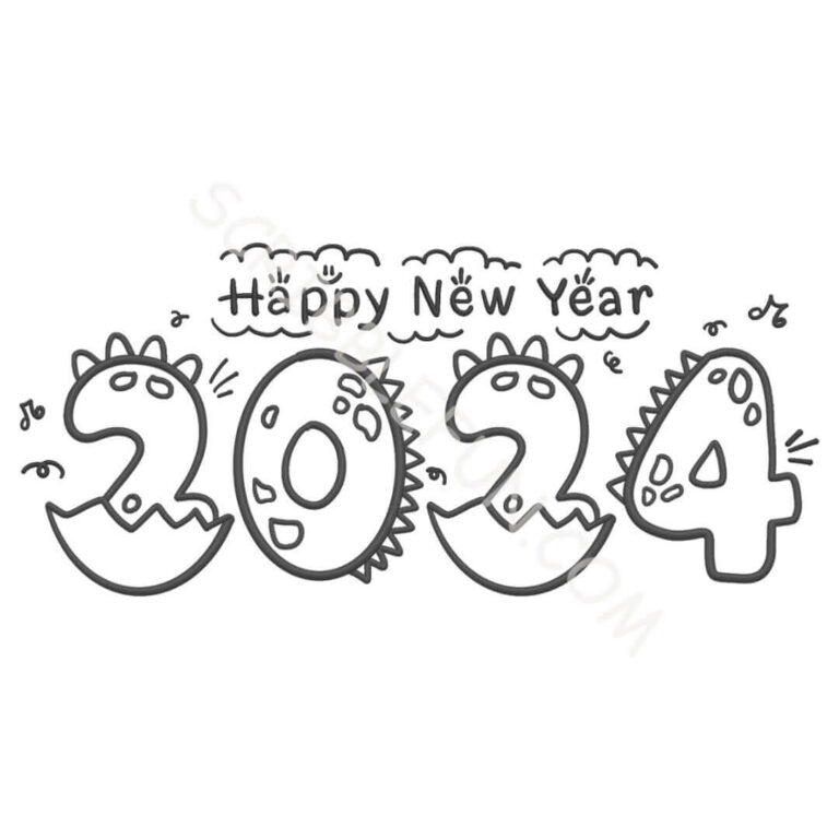 20 Free Printable New Year 2024 Coloring Pages