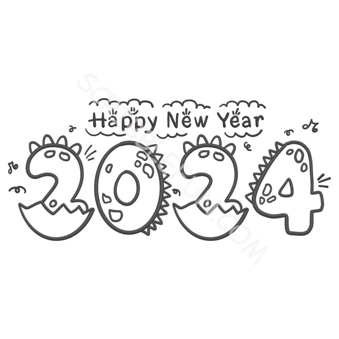 20 Free Printable New Year 2024 Coloring Pages