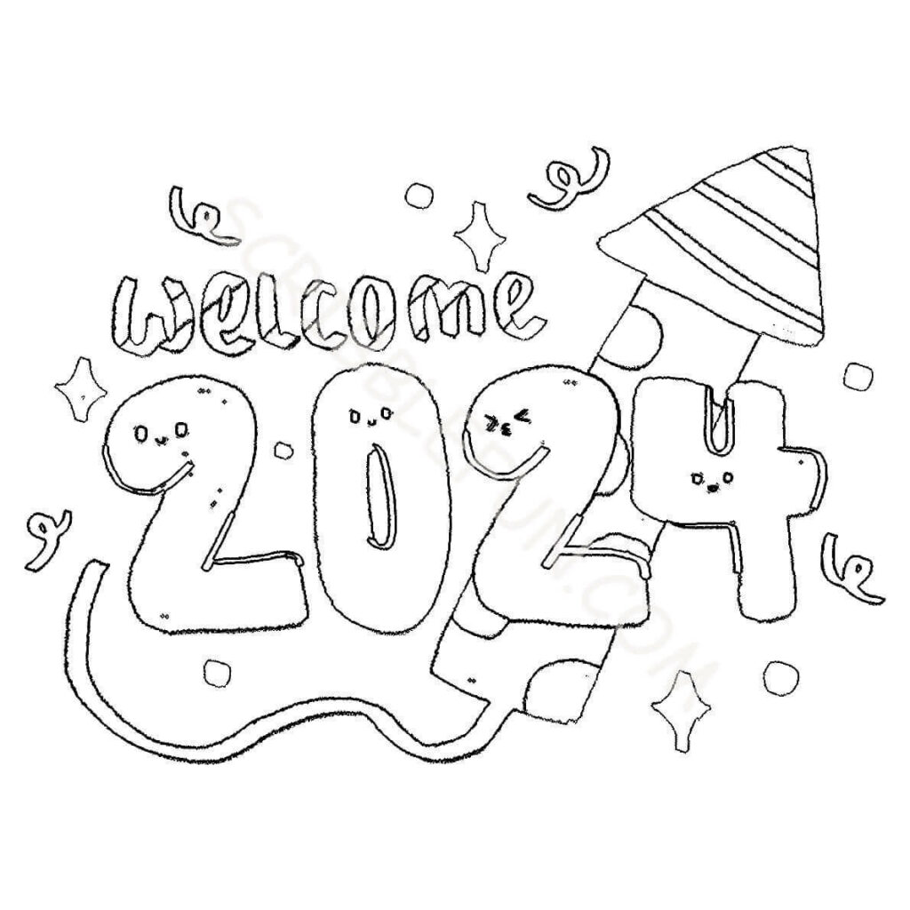 20 Free Printable New Year 2024 Coloring Pages