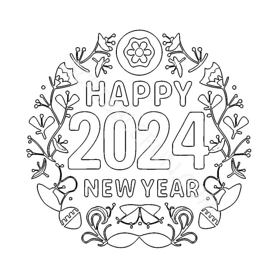 20 Free Printable New Year 2024 Coloring Pages