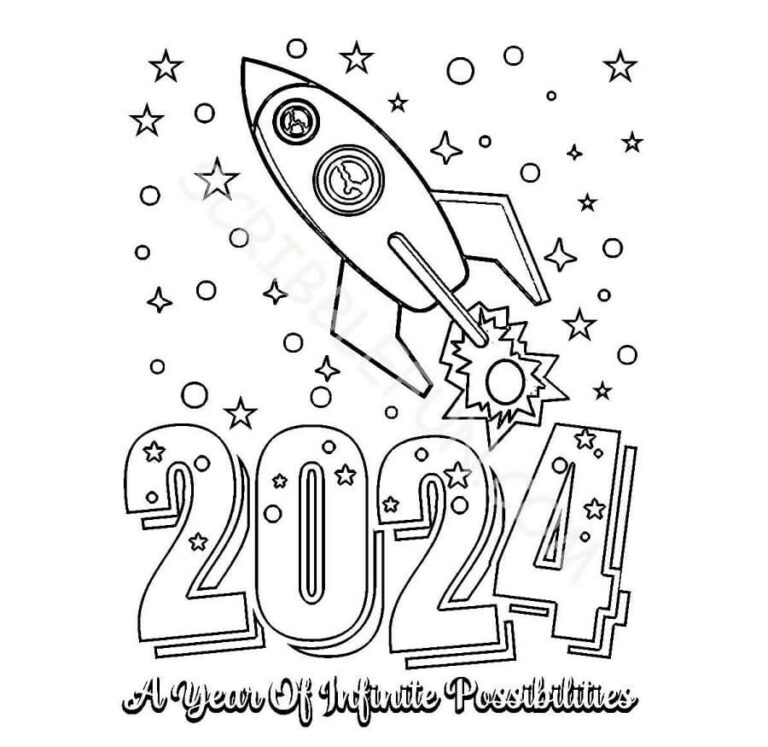 20 Free Printable New Year 2024 Coloring Pages