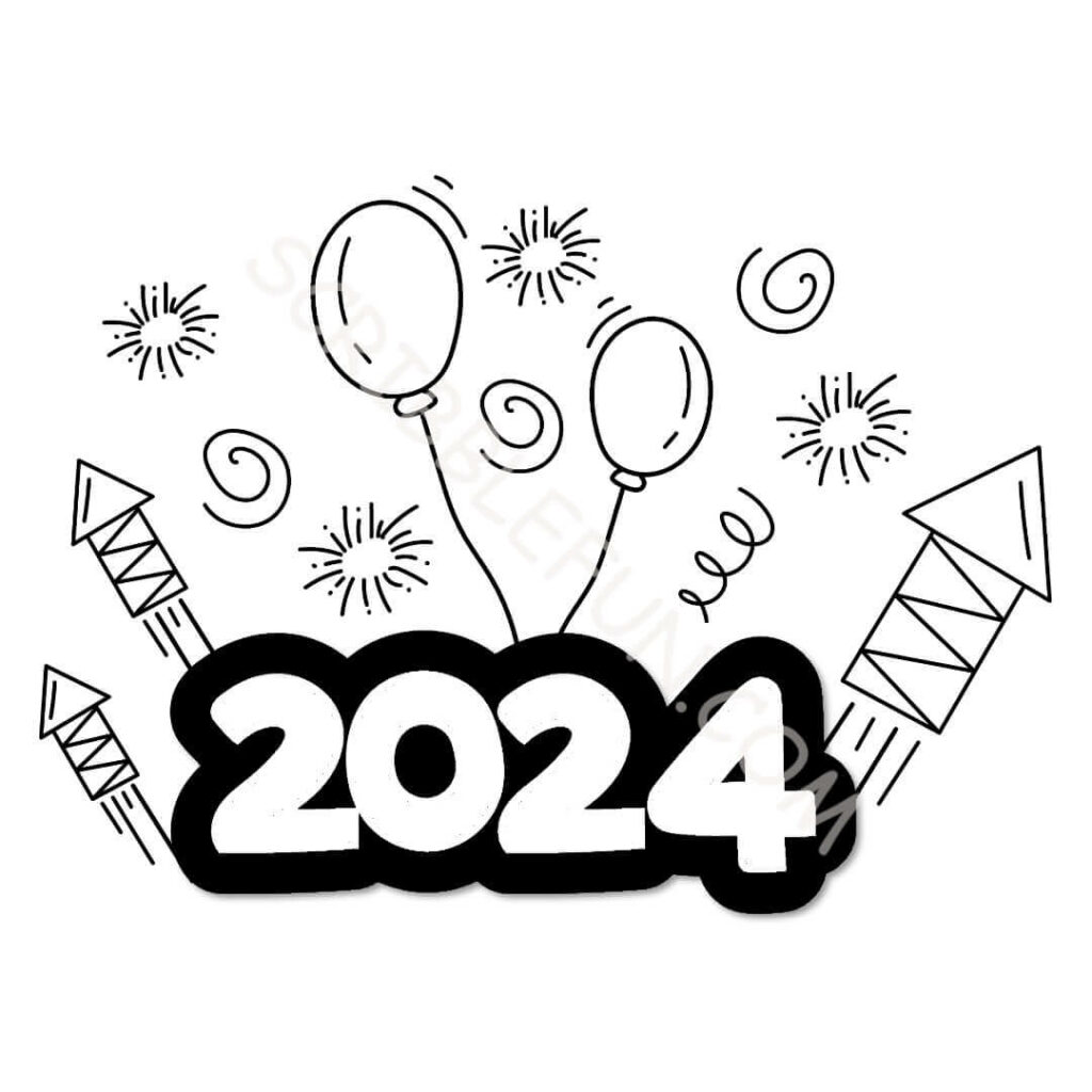 20 Free Printable New Year 2024 Coloring Pages