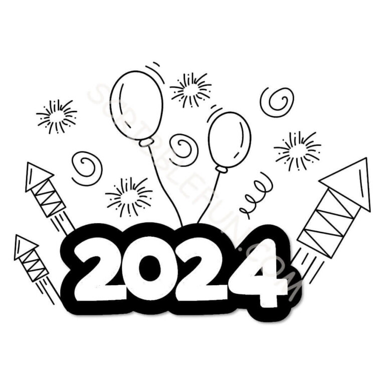 20 Free Printable New Year 2024 Coloring Pages